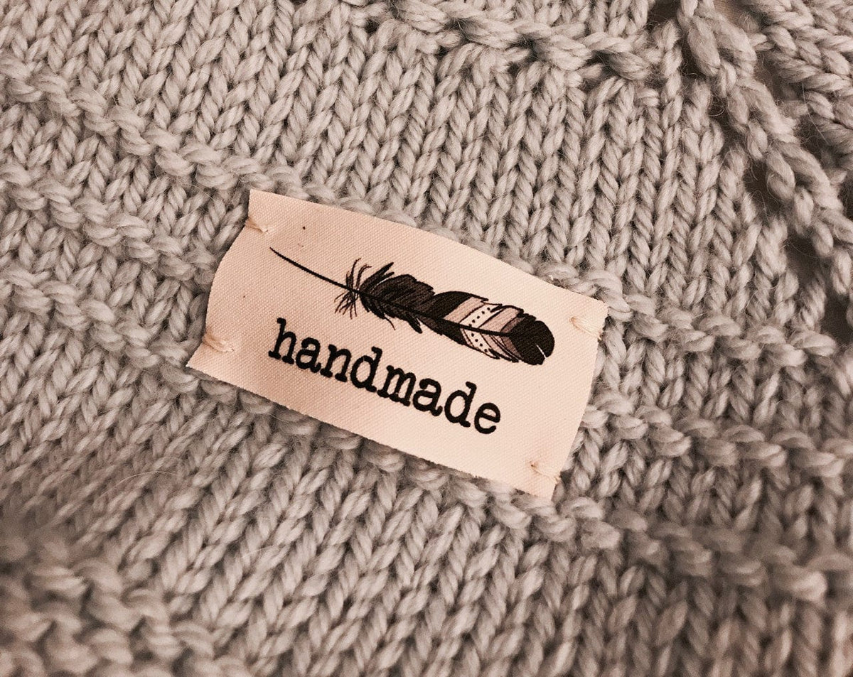 Handmade Feather sew-in-label – Ewe-nique Knits